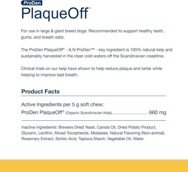 ProDen Plaque Off Dental Care Soft Chews for Large Dogs 45 Ct